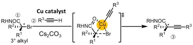 Stereospecific coupling of chiral tertiary alkyl bromide and alkyne ...